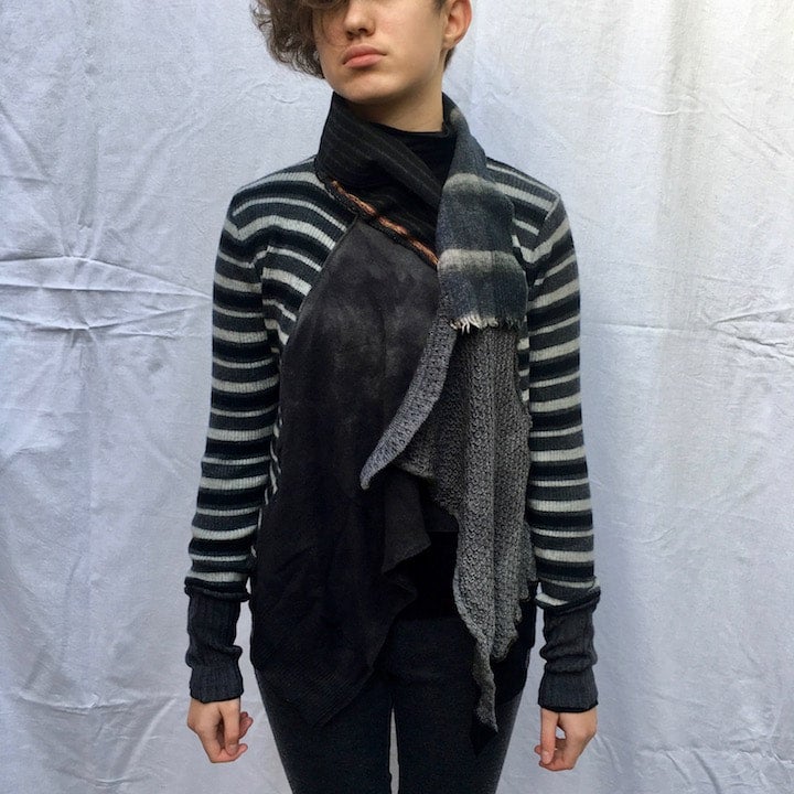 Transformer Long Sleeve Grey Stripe Wool Knit | Gathered Pieces